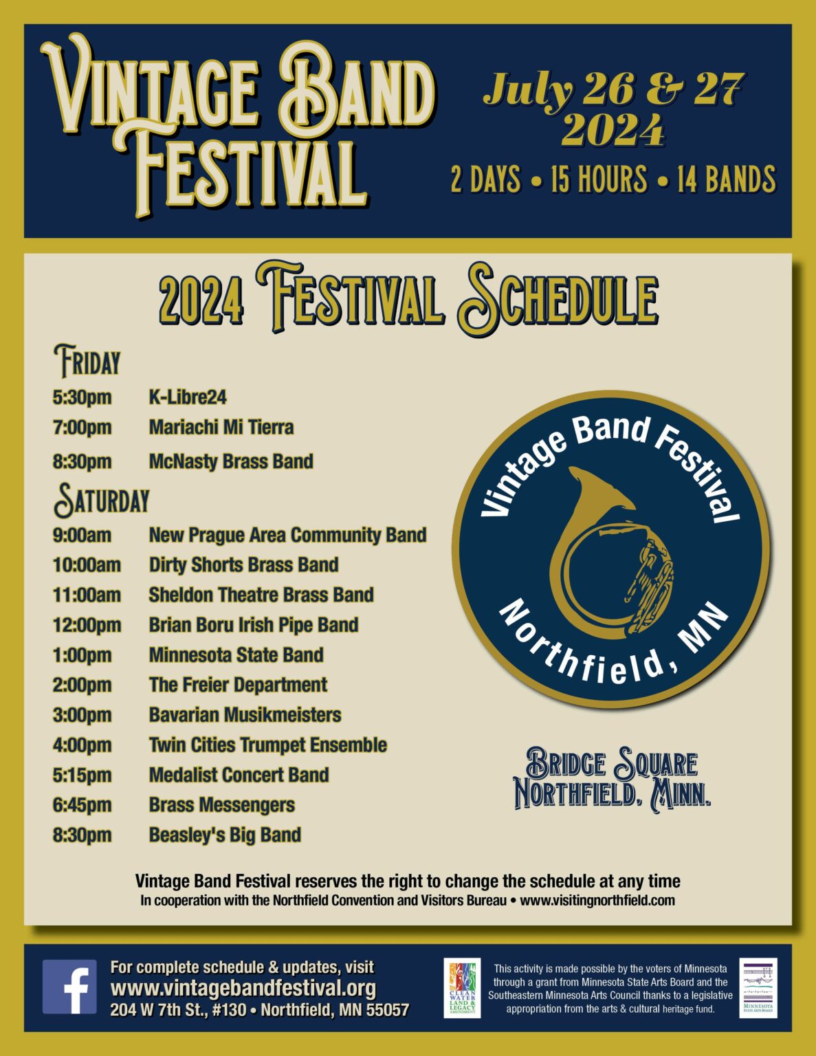 VBF 2024 complete schedule | Vintage Band Festival